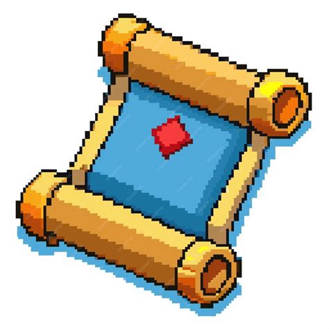 Vintage Pixel Art Scroll With Red Gem Retro Digital Illustration Premium Ai Generated Vector
