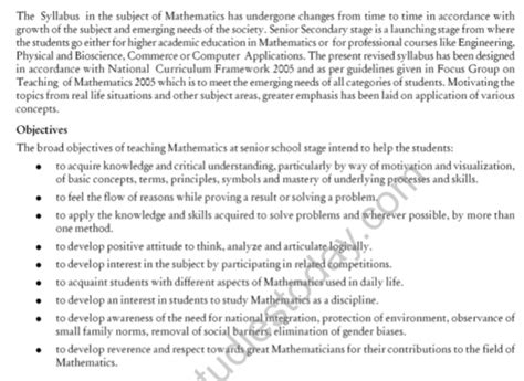 Cbse Class 11 Mathematics Syllabus 2013 2014 Latest Syllabus For