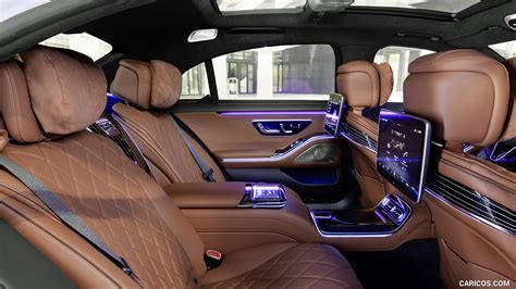 2021 Mercedes Benz S Class Color Leather Siena Brown Interior Rear Seats Caricos