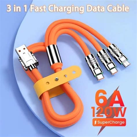 Orange 3 In 1 Fast Charging Data Cable Plastic At ₹ 50 Piece In Surat
