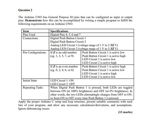 Solved Question The Arduino UNO Has General Purpose Chegg