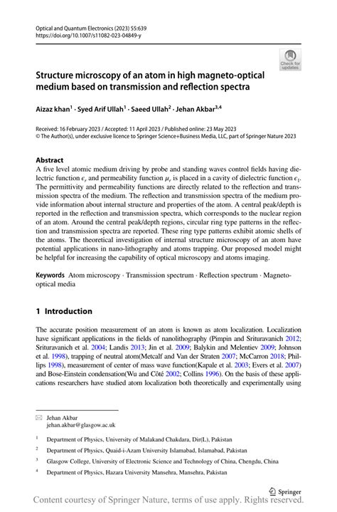 Structure Microscopy Of An Atom In High Magneto Optical Medium Based On