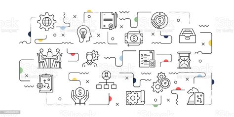 프로젝트 기획 관련 벡터 배너 디자인 컨셉 아이콘이 있는 모던 라인 스타일 개념에 대한 스톡 벡터 아트 및 기타 이미지 개념