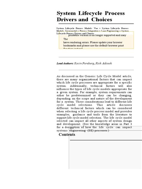 System Lifecycle Process Drivers And Choices Pdf Product Lifecycle