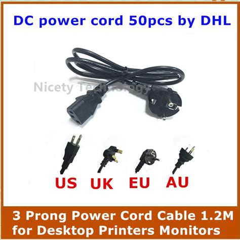 Pcs Uk Plug Eu Plug Us Plug Au Plug Universal Prong Power Cord Cable M For Desktop