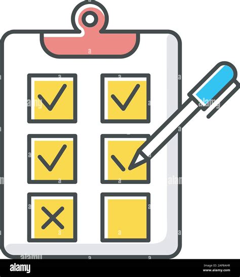 Written Survey Color Icon Choosing Option Tick Checkbox Evaluation Test Select Answer