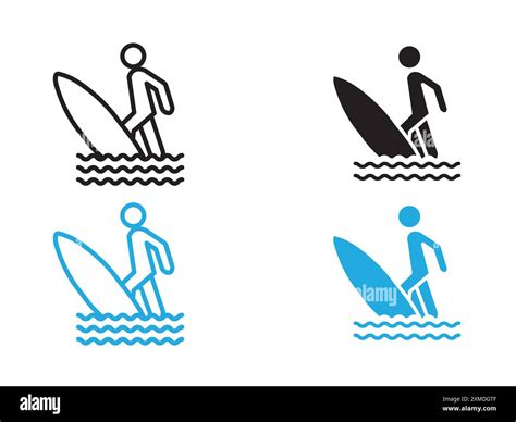 Surfing Icon Vector Line Logo Mark Or Symbol Set Collection Outline
