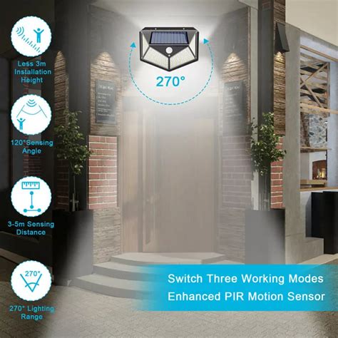 2pack Waterproof Led Outdoor Solar Wall Light Motion Sensor Daylight S