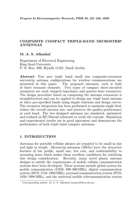 Pdf Composite Compact Triple Band Microstrip Antennas