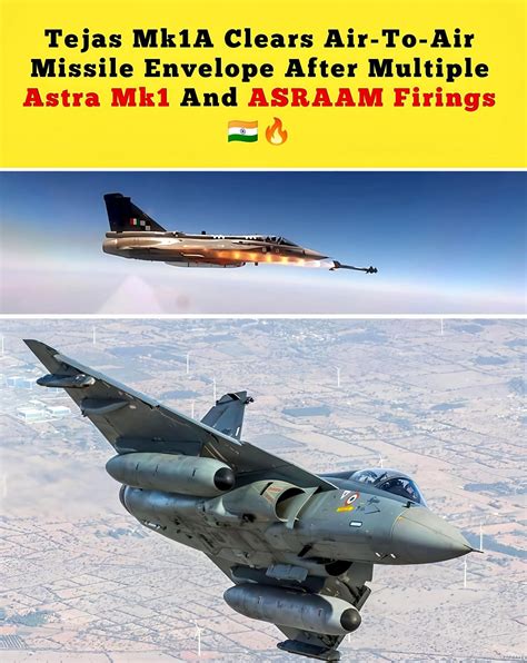 Indian 🔴 Tejas Mk1a Has Officially Cleared Its Air To Air Missiles
