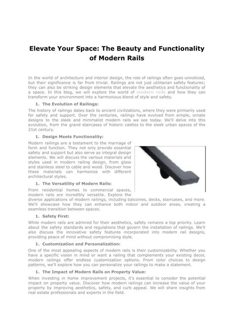 Ppt Elevate Your Space The Beauty And Functionality Of Modern Rails