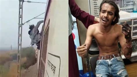 Dare Devil Hanging On Side Of Train Electrocuted By Power Line In India