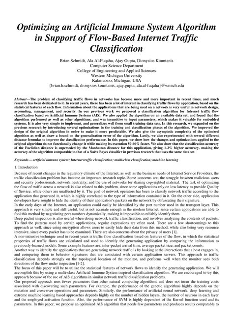 pdf optimizing an artificial immune system algorithm in support of