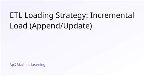 Etl Loading Strategy Incremental Load Appendupdate