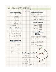 Trigonometry Formulas Pythagorean Identity Quotient Course Hero