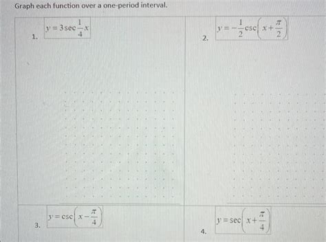 solved graph each function over a one period interval 1