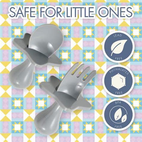 Nooli First Self Feeding Utensils Usa Bpa Free Spoon And Fork Set For