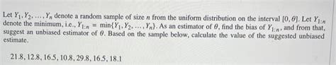 solved let y1 y2 … yn denote a random sample of size n from