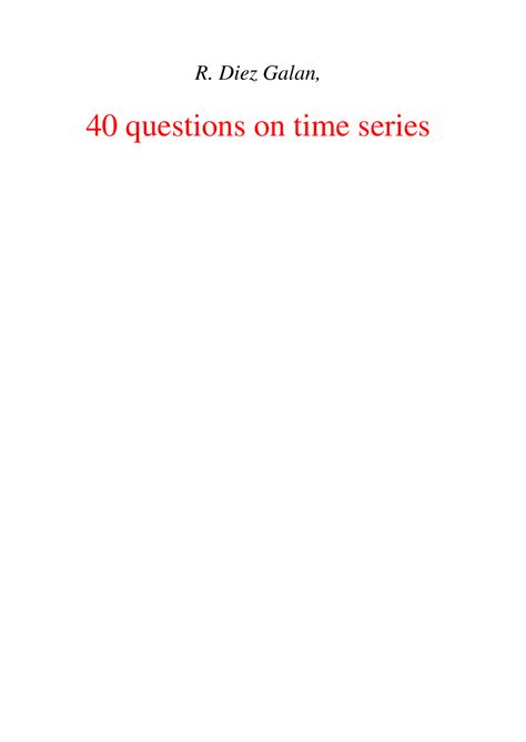 40 Questions On Time Series Summaries Advanced Data Analysis Docsity