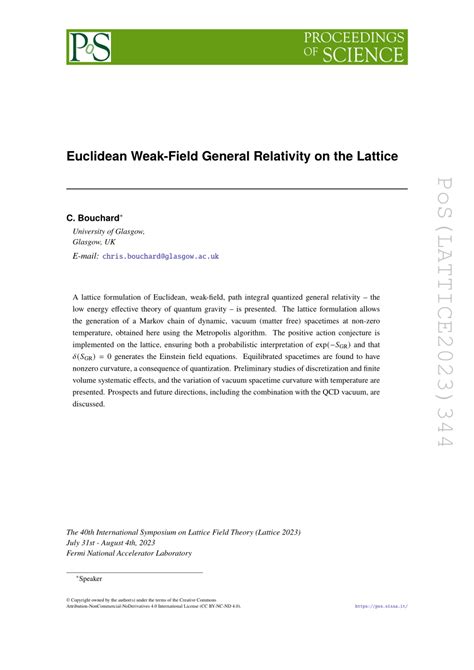 Pdf Euclidean Weak Field General Relativity On The Lattice