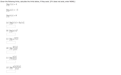 solved given the following limits calculate the limits