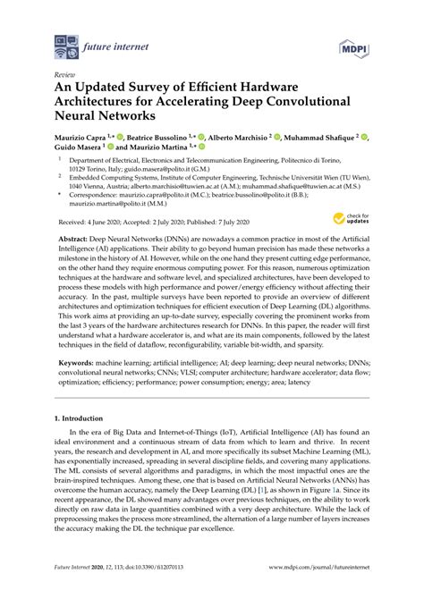 Pdf An Updated Survey Of Efficient Hardware Architectures For Accelerating Deep Convolutional