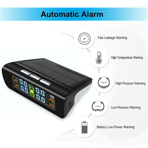Lcd Display Car Tpms Tire Pressure Alarm Solar Pow Vicedeal
