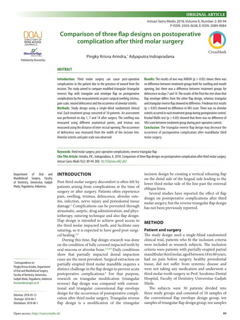 Pdf Comparison Of Three Flap Designs On Postoperative Complication