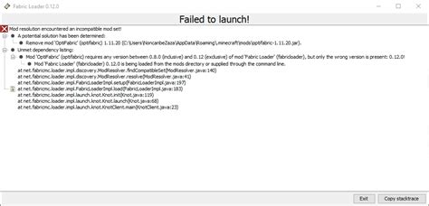 Incompatibility Incompatible With Fabric Loader Issue Chocohead OptiFabric
