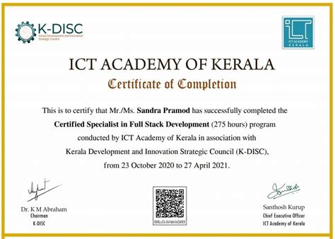 This Is A Great Achievement Sandra Pramod Thank You Ict Academy Of… Sarju S