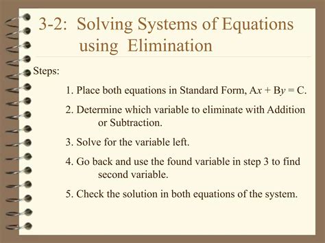 3 2 Solving Systems Of Equations Elimination Method PPT