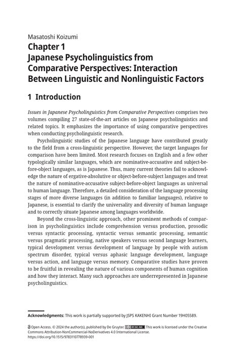 Pdf Chapter 1 Japanese Psycholinguistics From Comparative