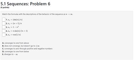5 1 sequences problem 6 6 points match the
