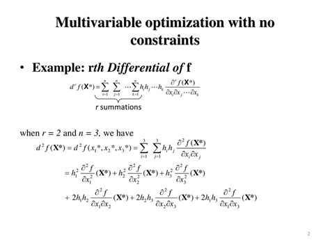 Multivariable optimization with no constraints - ppt download