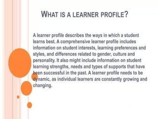 Learner Profile And Steps To Develop A Learner Profile PDF