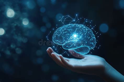 A Hand Holding A Digital Representation Of The Human Brain With Glowing