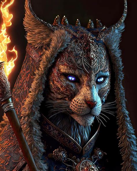 Premium Photo A Cat With A Torch And A Hood