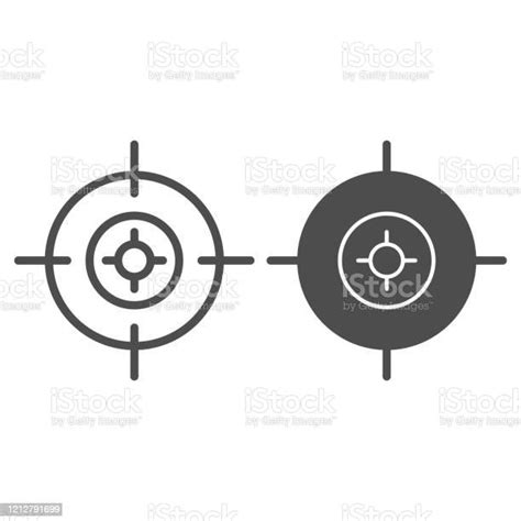 대상 선 및 단색 아이콘입니다 목표 초점 목표 십자선 기호 흰색 배경에 윤곽 스타일 그림 모바일 개념 및 웹 디자인에 대한 군사