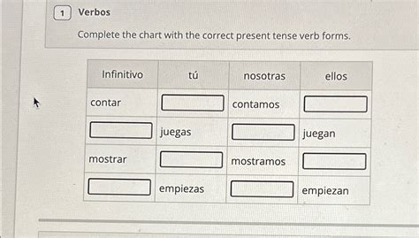 Solved Verboscomplete The Chart With The Correct Present