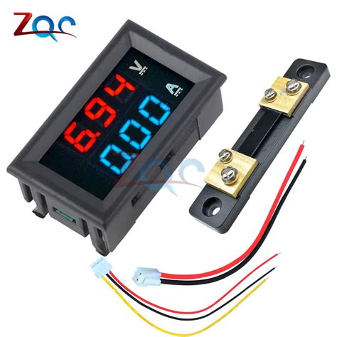 미니 디지털 전압계 전류계 dc 0 100v 7 110v 50a amp 볼트 전압 전류 미터 감지기 테스터 0 28 듀얼 led 디스플레이 게이지 전압계
