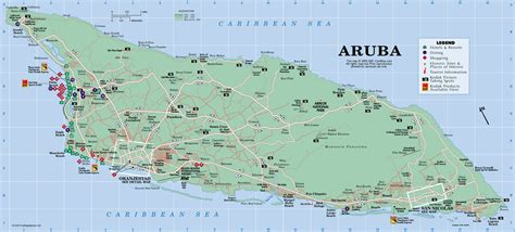 Detailed Road And Tourist Map Of Aruba Aruba Detailed Road And Tourist
