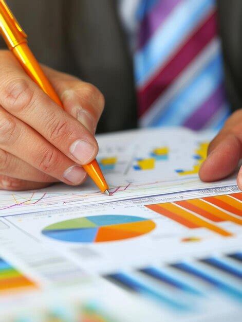 Businessman Analyzing Colorful Charts And Graphs Premium Ai Generated