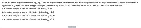 solved s61 given the simple regression model y bo b1x