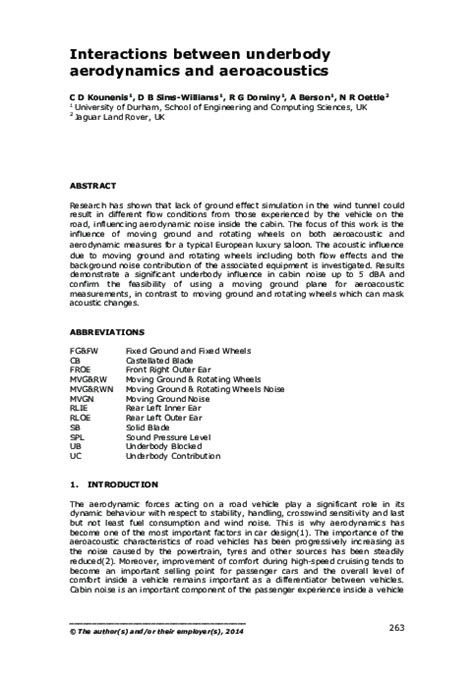 Pdf Interactions Between Underbody Aerodynamics And Aeroacoustics