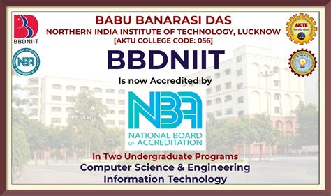 bbdniit is now nba accredited in two ug programs cse and it bbdniit