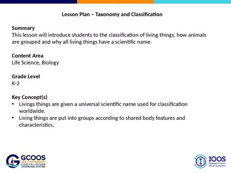 Ppt Lesson Plan Taxonomy And Classification