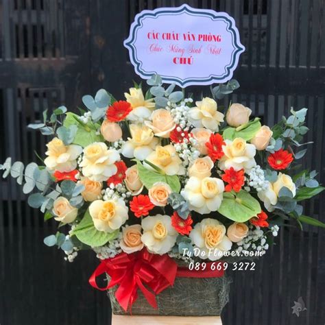 Tydo Flower Cửa Hàng Hoa Tươi Gò Vấp G10231090 GiỎ Hoa ChÚc MỪng Sinh NhẬt ChÚ Thiết Kế Chủ