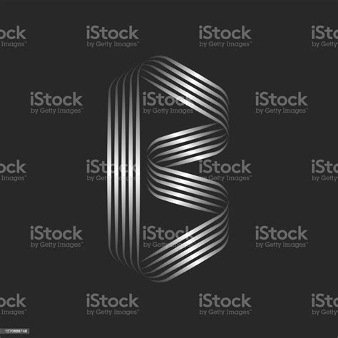 끝없는 리본 메탈릭 그라데이션 곱슬 거리는 라인 명함의 선형 서예 글자에서 레터 B 로고 트렌디 한 모노그램 이니셜 3차원 형태에 대한 스톡 벡터 아트 및 기타 이미지