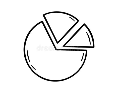 Four Sectional Pie Chart Doodle Hand Drawn Icon Outline Drawing