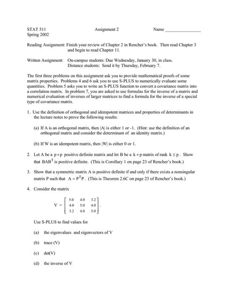 Stat 511 Assignment 2 Name